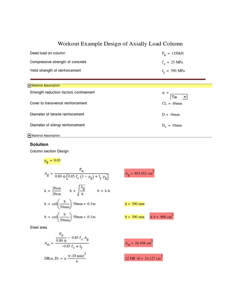 Mathcad - 13-Axially Load Column Design | PDF | Structural Engineering ...