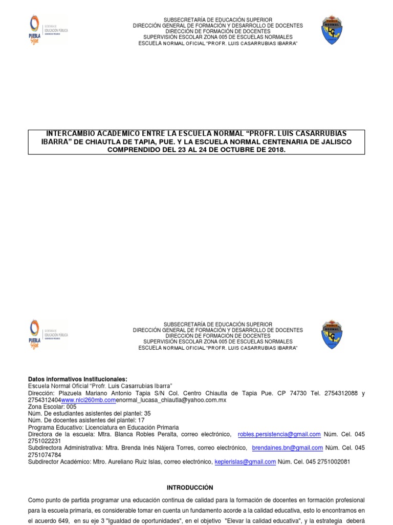 Proyecto de Intercambio Académico - Normal Guadalajara | PDF | Cognición | Modificación de ...