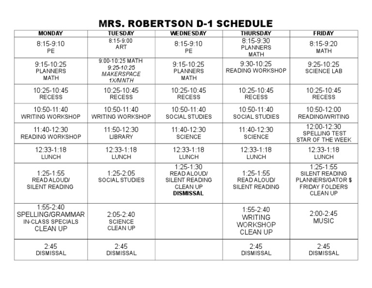 d1 Schedule | PDF