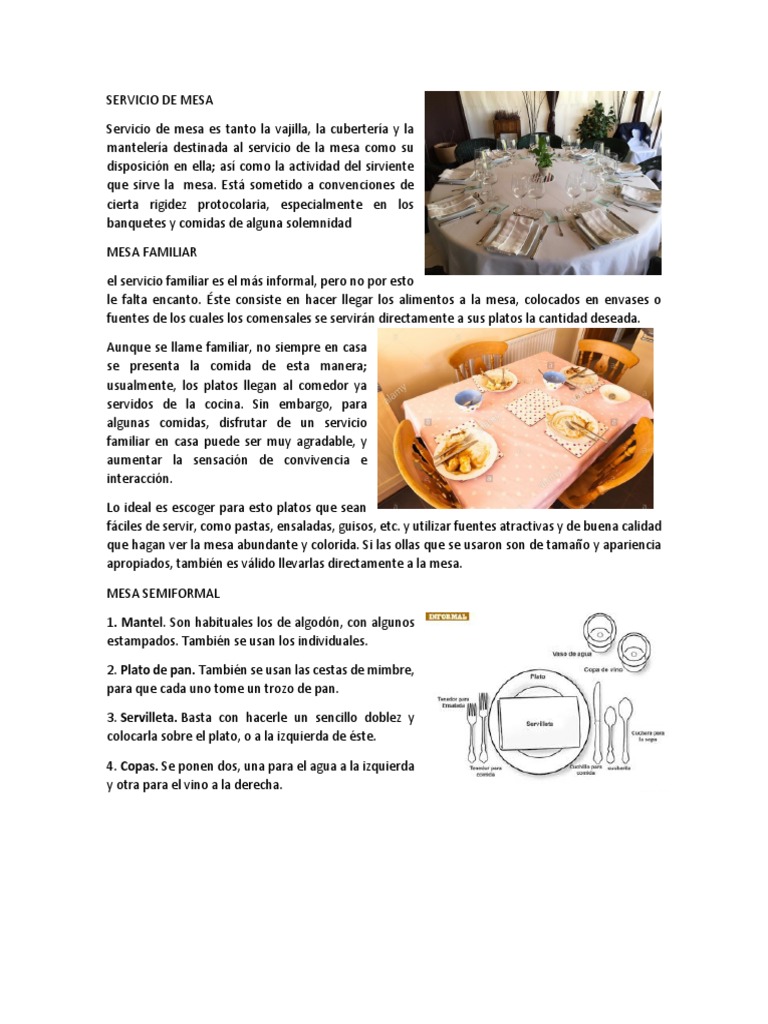 Servicio de Mesa | PDF | Cuchillería | Restaurante y Catering
