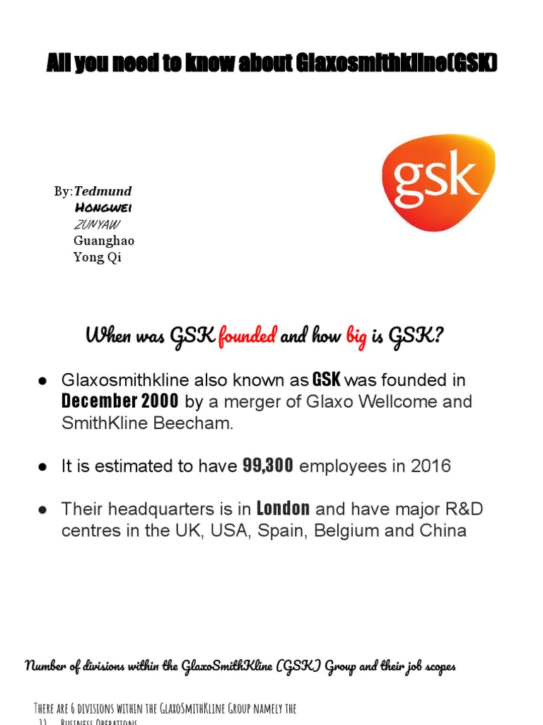 All You Need To Know About Glaxosmithkline (GSK) : Tedmund | PDF ...