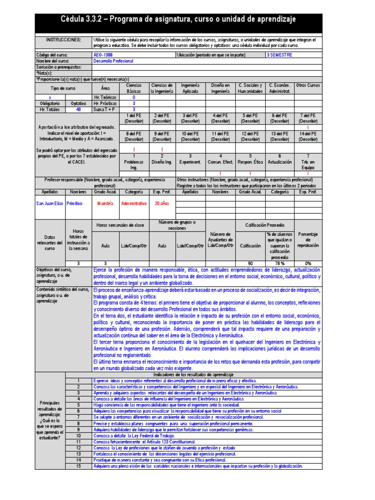Programa de Curso: Desarrollo Profesional | PDF | Maestros | Liderazgo