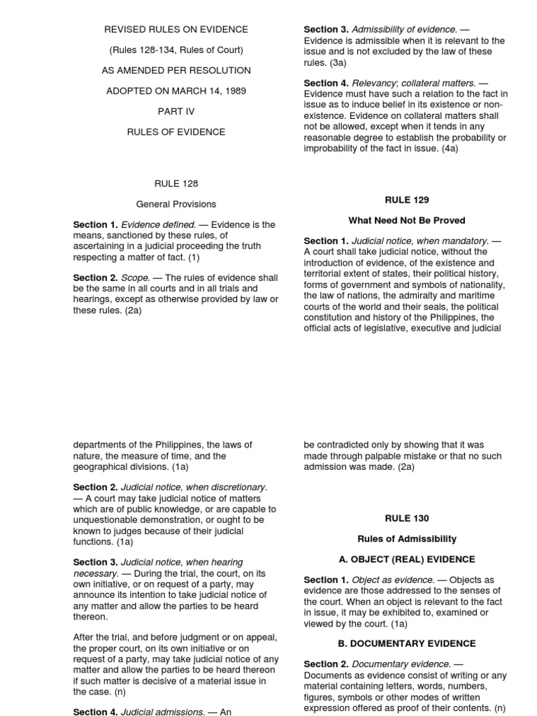 Revised Evidence Rules Overview | PDF | Evidence (Law) | Witness ...