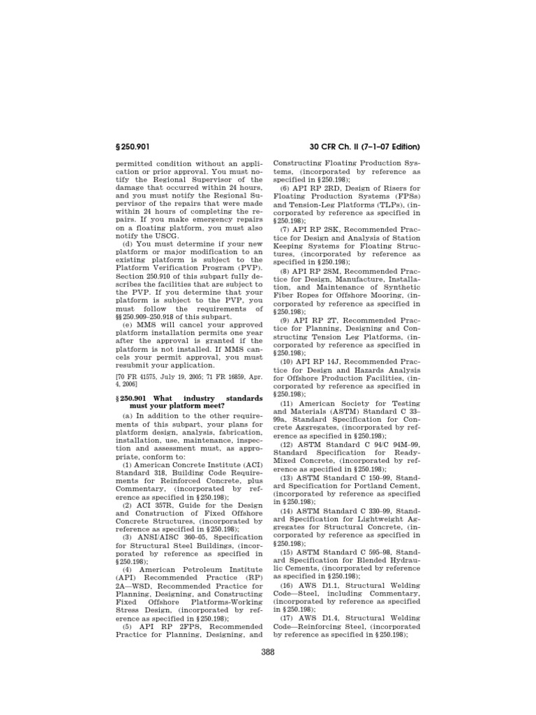API RP 14J MMS Approvals | PDF | Concrete | Building Materials