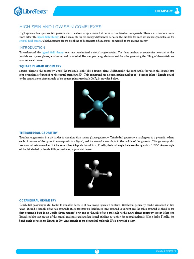 High Spin vs Low Spin Complexes Explained | PDF | Coordination Complex ...