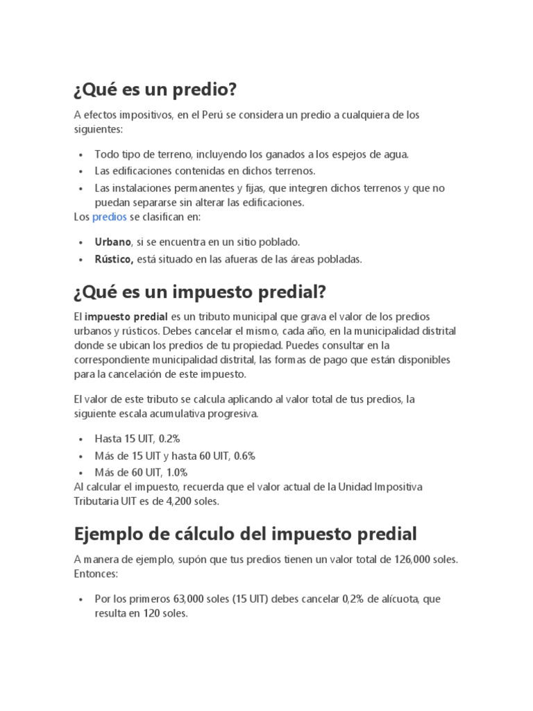 Definición y tipos de predios en Perú | PDF | Negocios