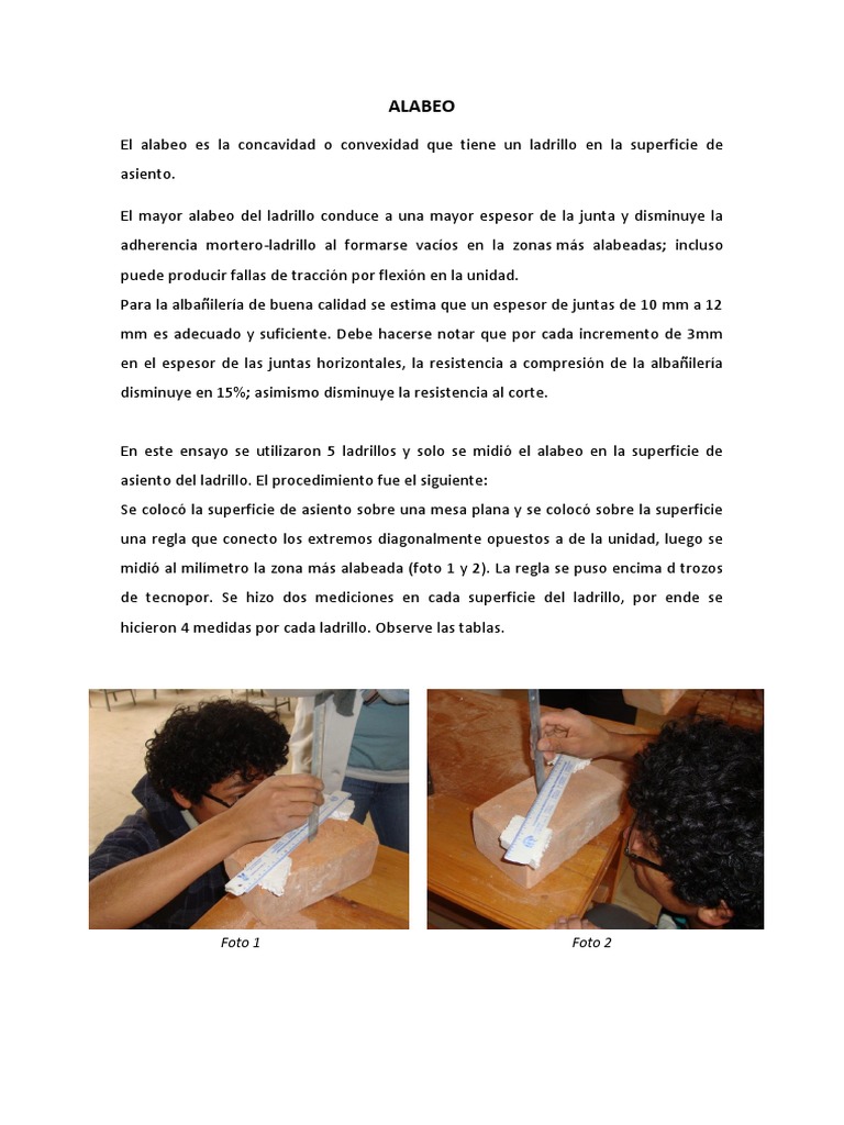 Ensayo sobre el alabeo en ladrillos | PDF | Ladrillo | Ingeniería de ...
