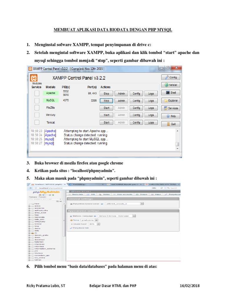 Aplikasi Sistem Database Biodata Pribadi Dengan PHP Mysql | PDF