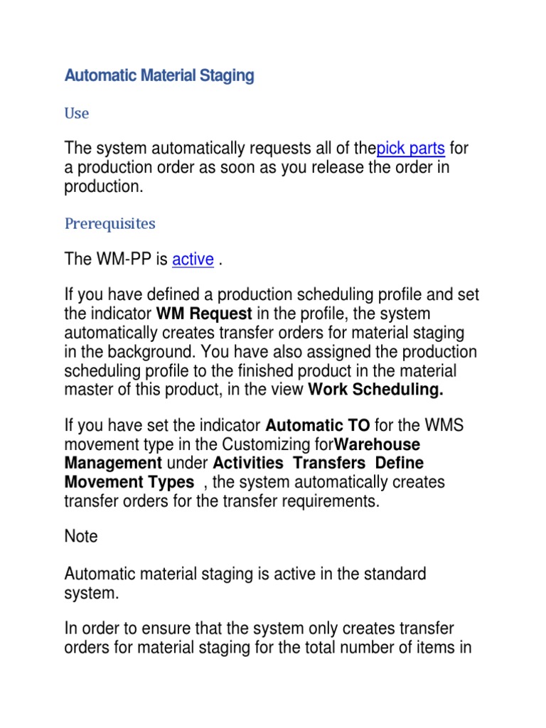 Automated Material Staging Guide | PDF | Interface (Computing) | Warehouse