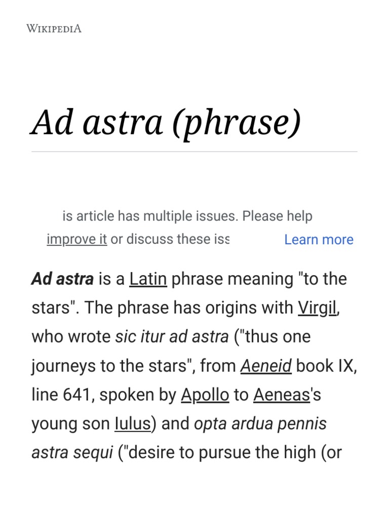 Ad Astra (Phrase) - Wikipedia | PDF