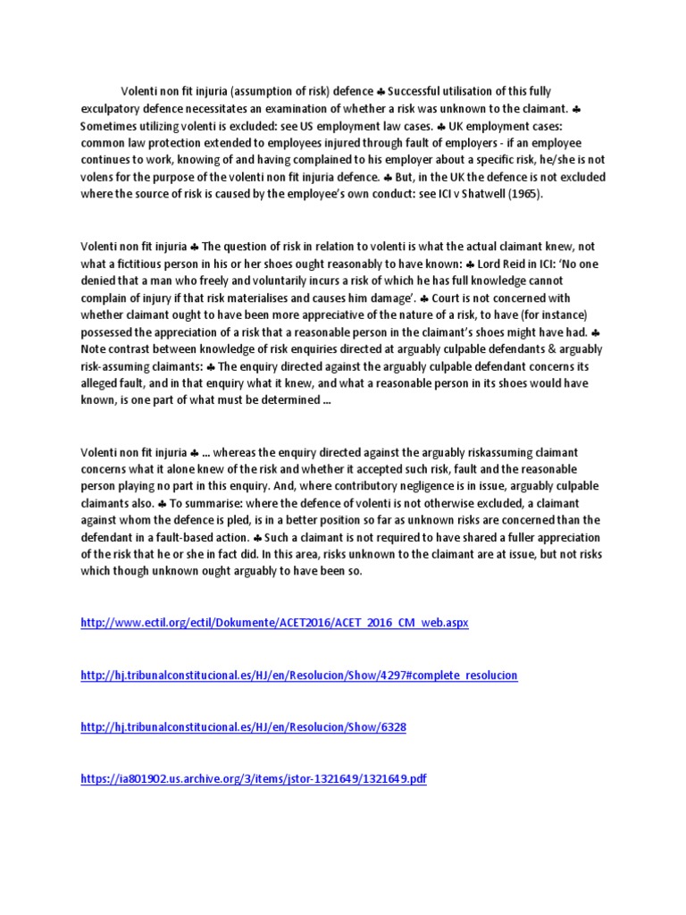 Volenti Non Fit Injuria | PDF | Legal Concepts | Government
