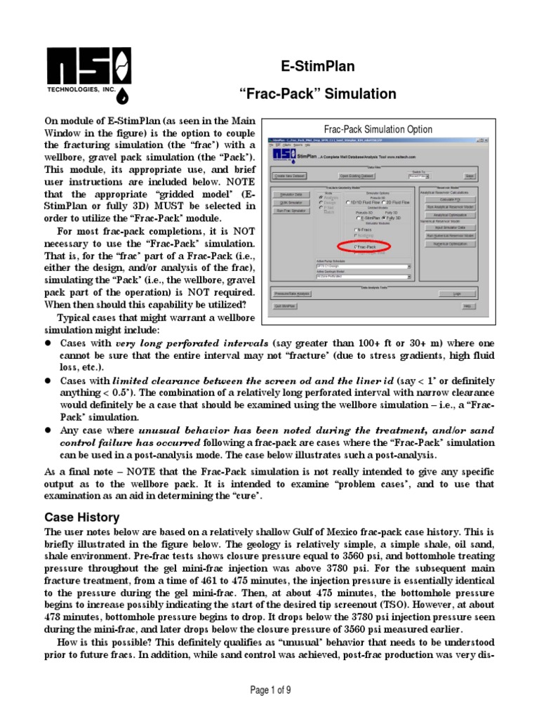 E-Stimplan "Frac-Pack" Simulation: Case History | PDF | Pressure ...