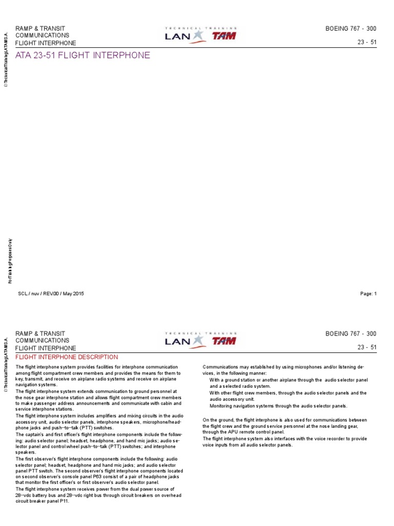 Boeing 767 Flight Interphone System | PDF | Headphones | Loudspeaker