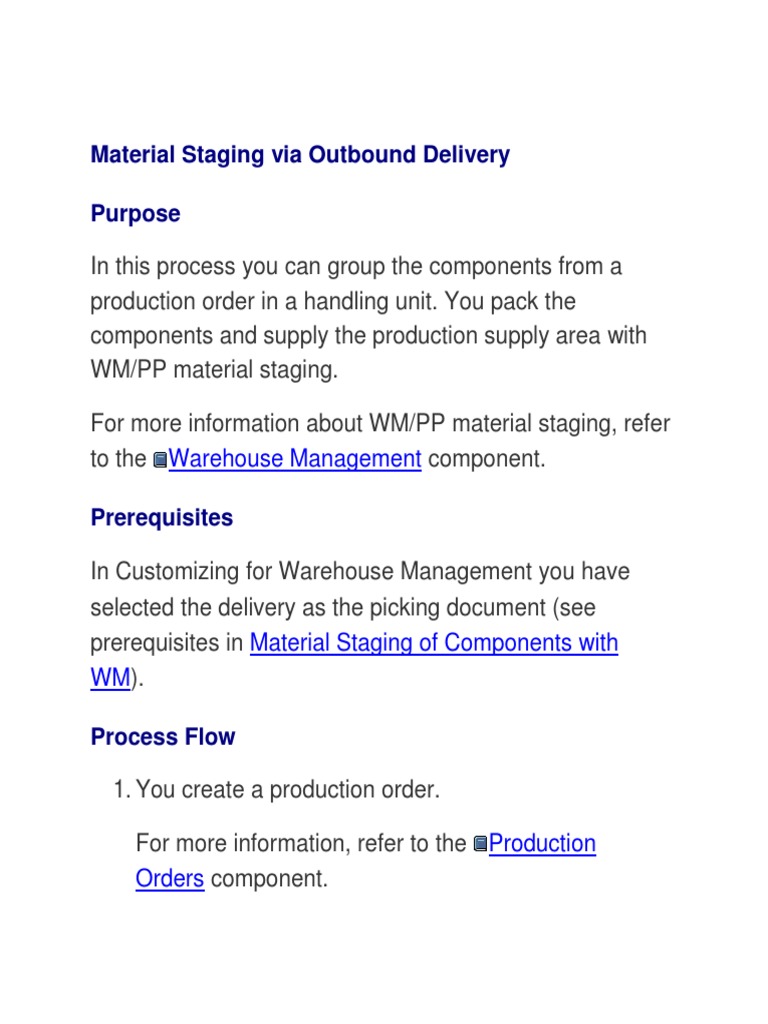 Material Staging Via Outbound Delivery | PDF