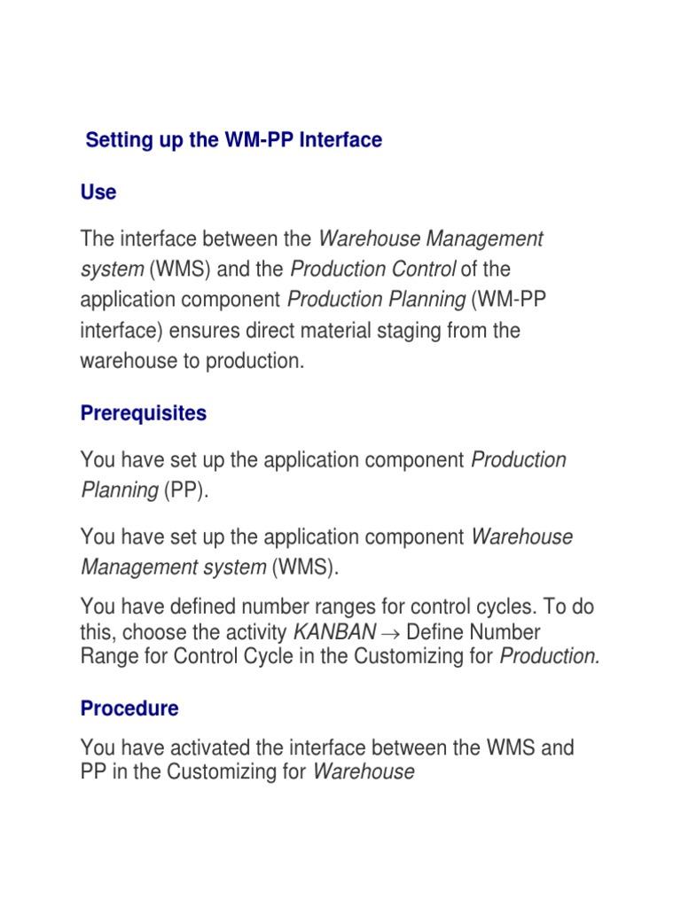 Setting Up The WM-PP Interface | PDF | Interface (Computing) | Warehouse