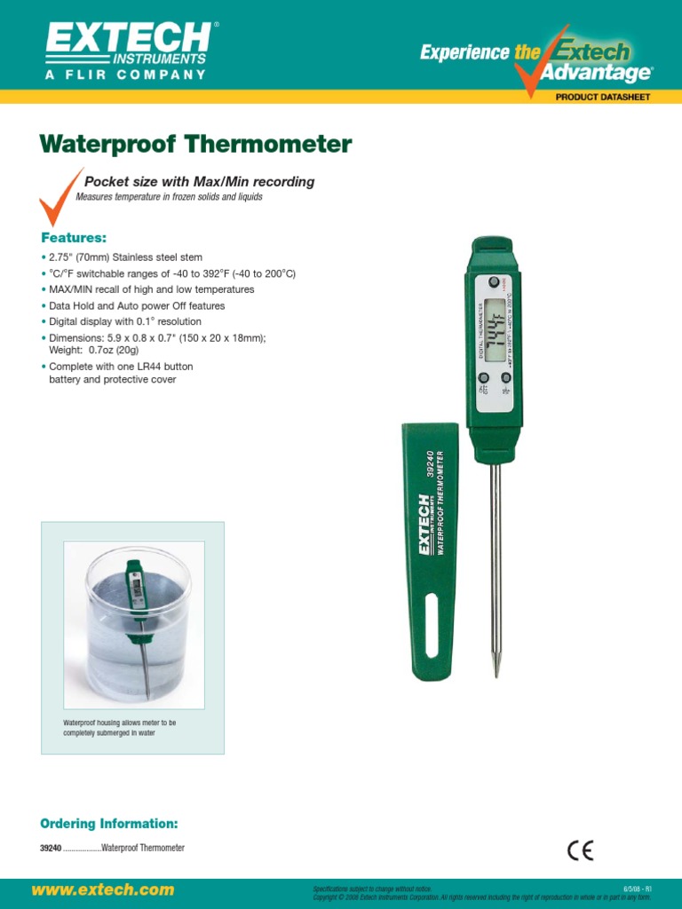 Termometro Digital EXTECH 39240 | PDF | Thermometer | Thermodynamics