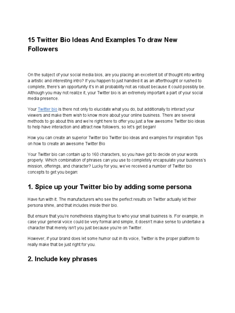 15 Engaging Twitter Bio Ideas | PDF | Hashtag | Brand