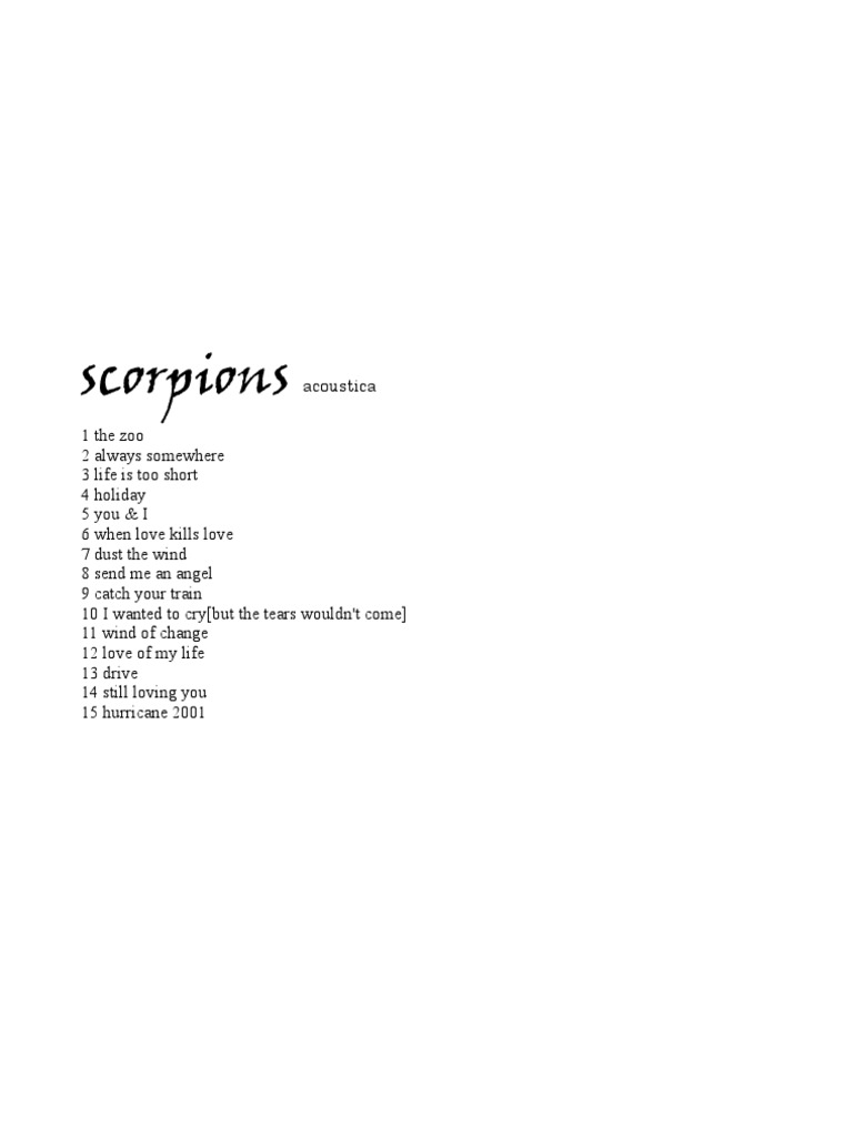 Letras Acústicas do Scorpions | PDF | Arte