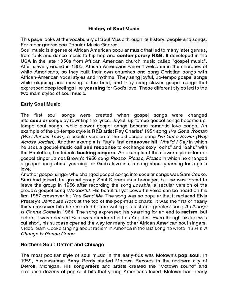 History of Soul Music | PDF | Soul Music | Contemporary R&B