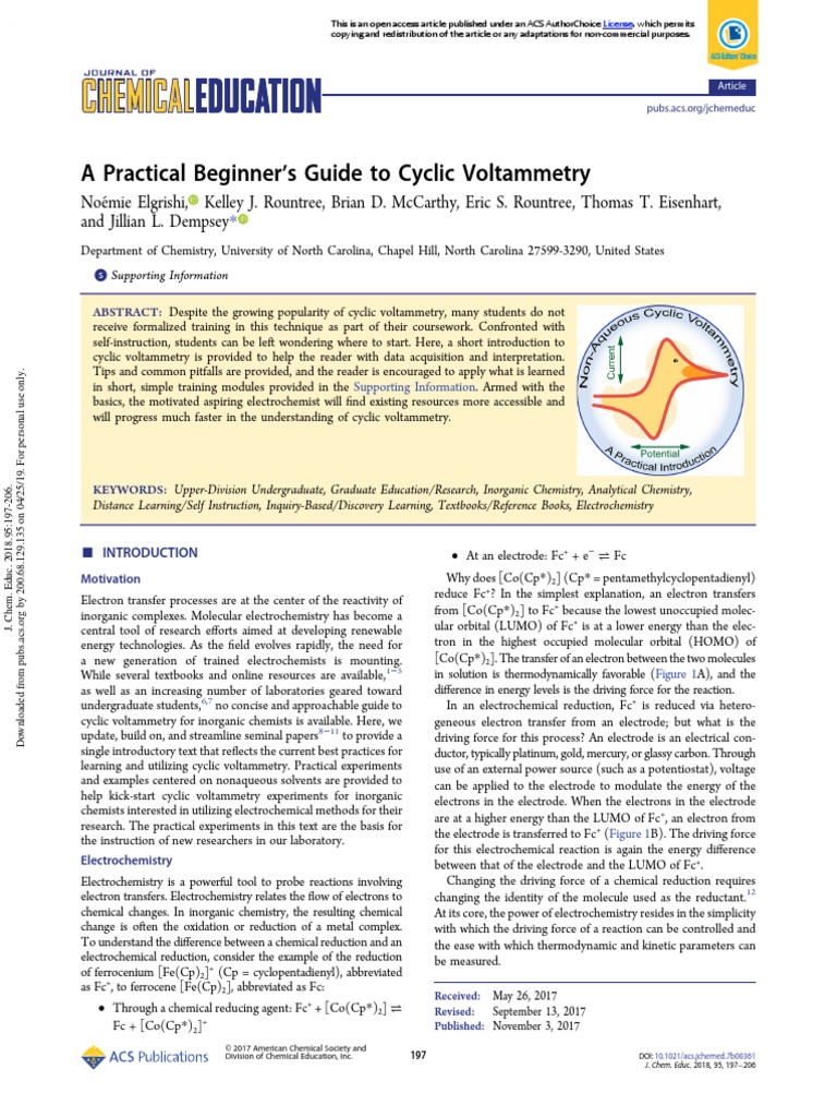 Cyclic Voltammetry | PDF | Electrochemistry | Redox
