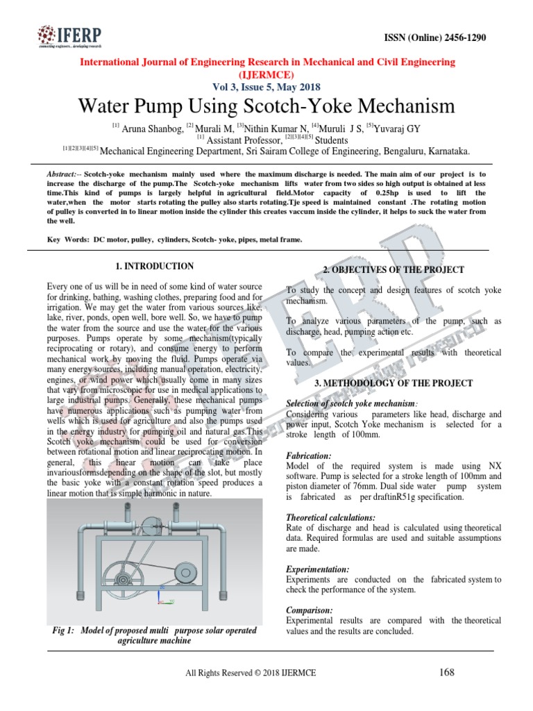 Water Pump Using Scotch-Yoke Mechanism | PDF | Pump | Engines