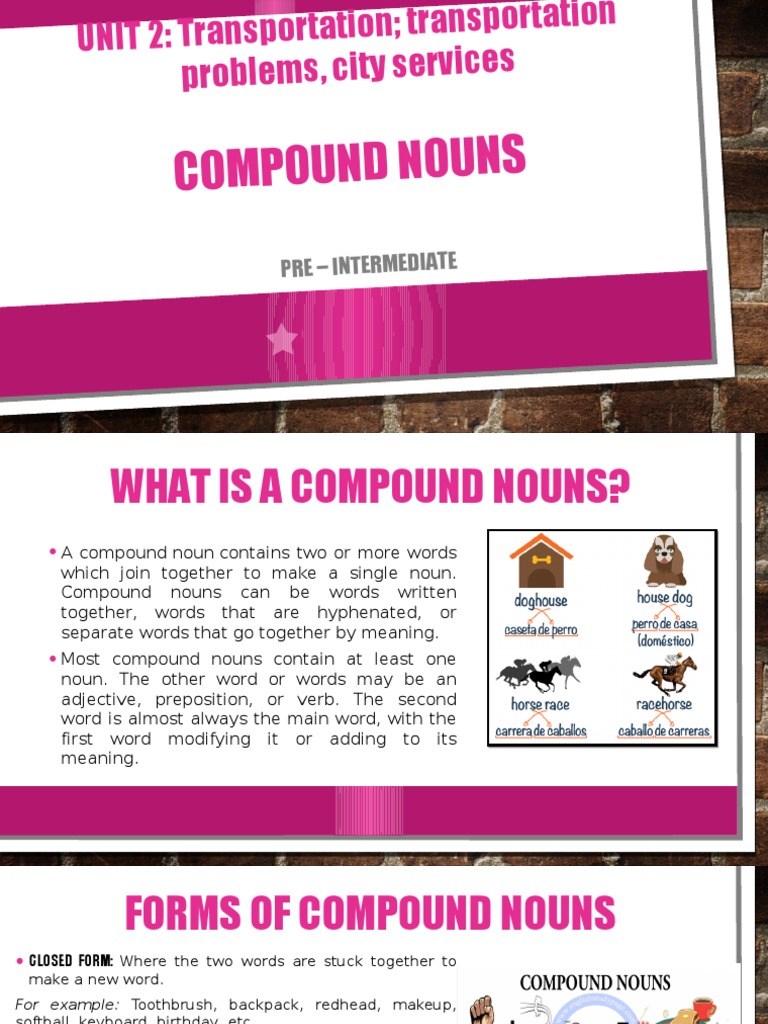 Compound Nouns: Pre - Intermediate | Download Free PDF | Noun | Adjective