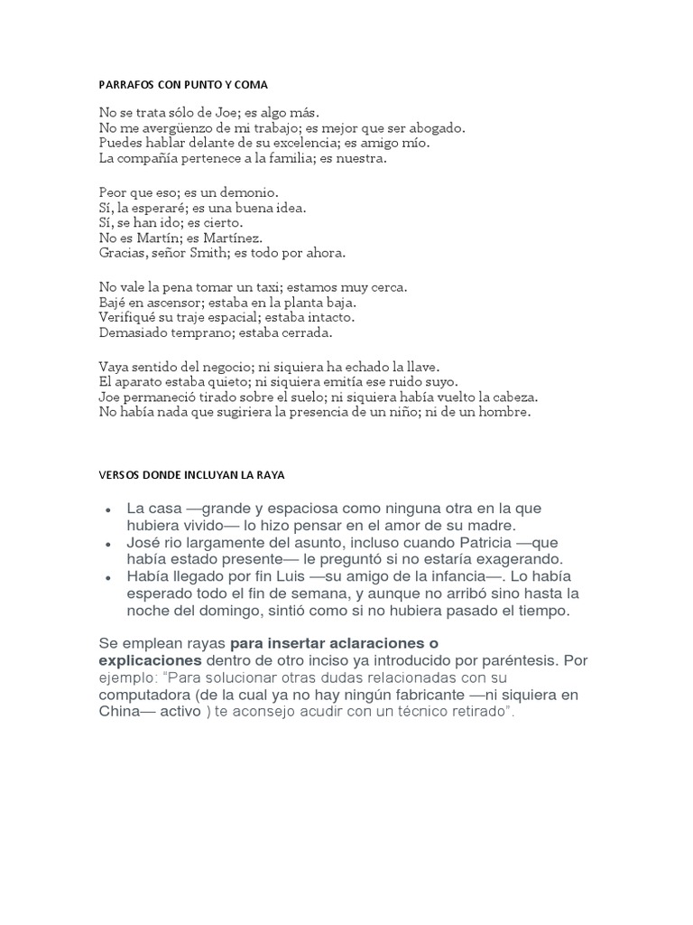 Ejemplos de párrafos con punto y coma | PDF