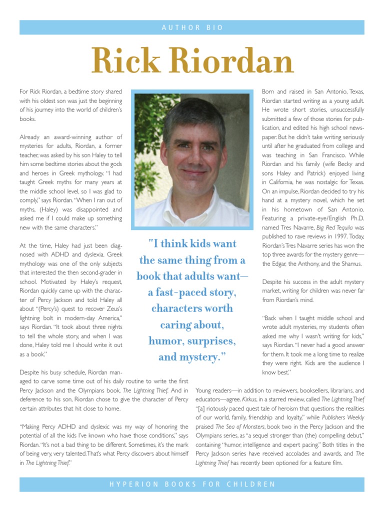 Rick Riordan Biography | PDF | Rick Riordan | Books