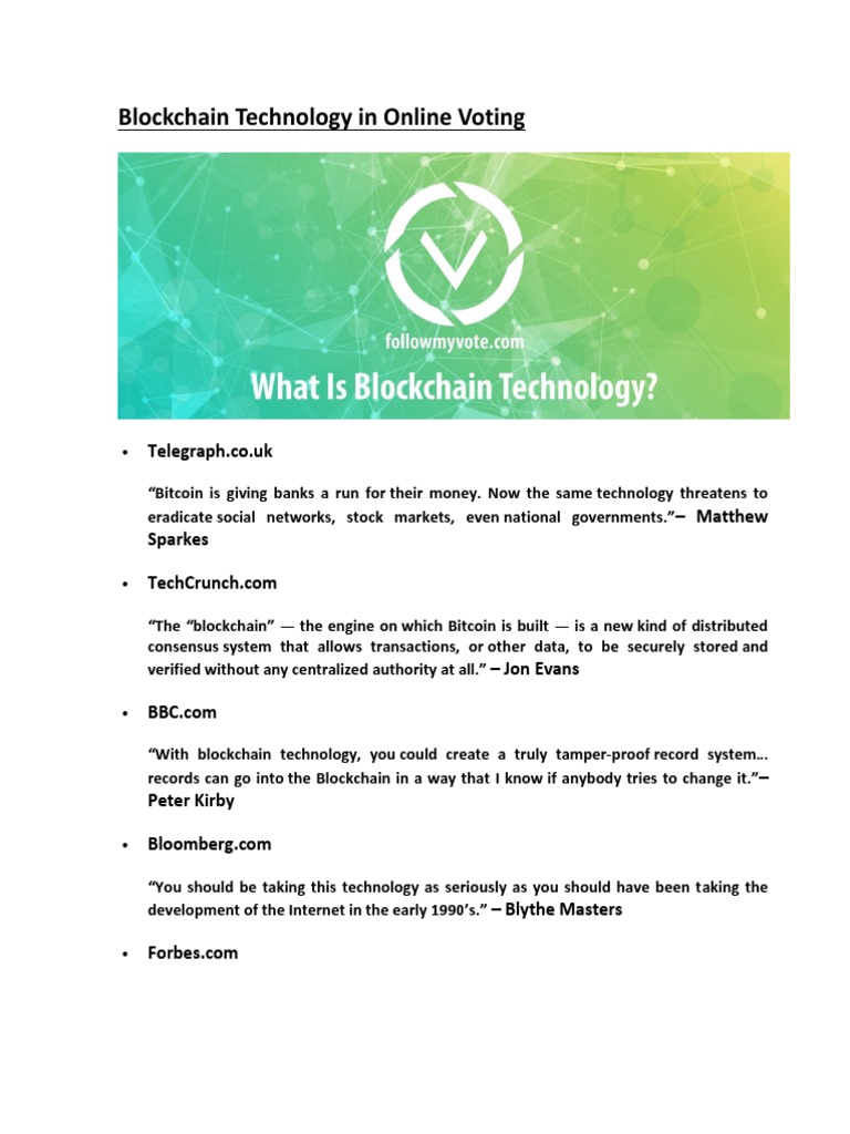 Blockchain Technology in Online Voting | PDF | Bitcoin | Databases