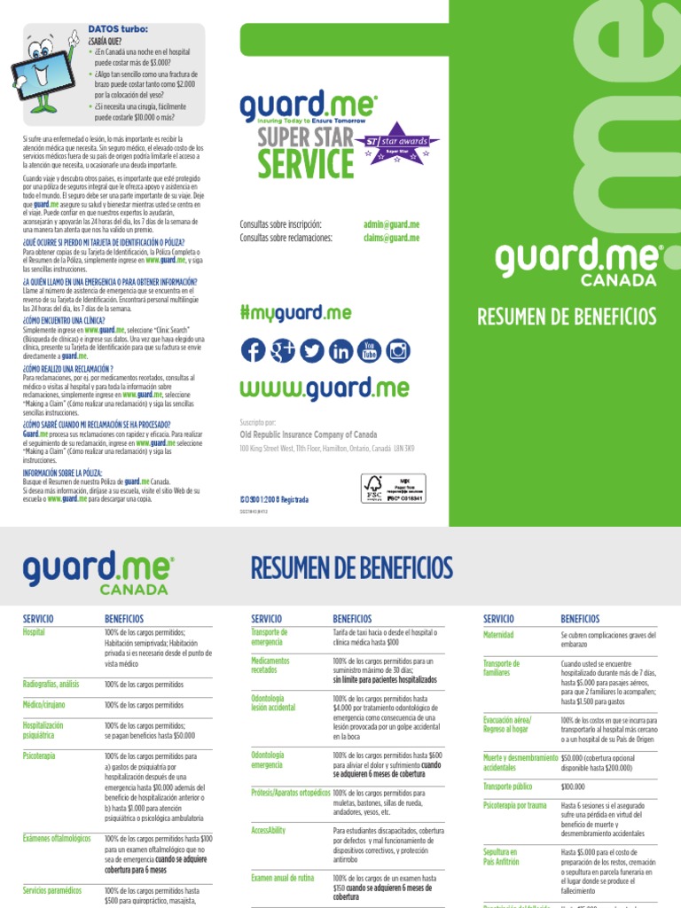Guardme Canada Summary Spanish | PDF | Canadá | Hospital