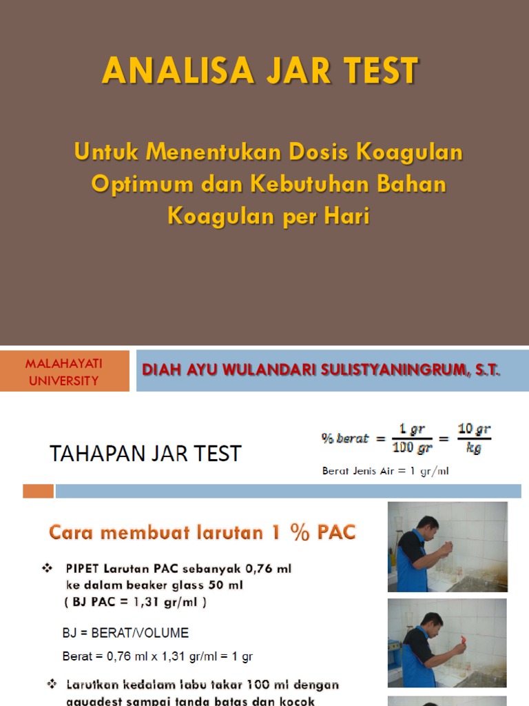Analisa Jar Test: Dosis Koagulan Optimal | PDF