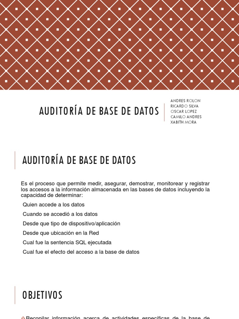 Auditoría de Bases de Datos: Seguridad y Control | PDF | Tabla (base de ...
