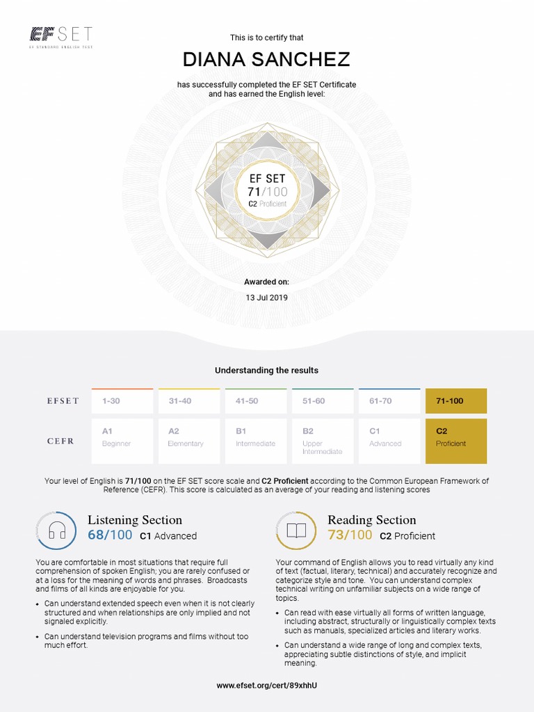 EF SET Certificate | PDF