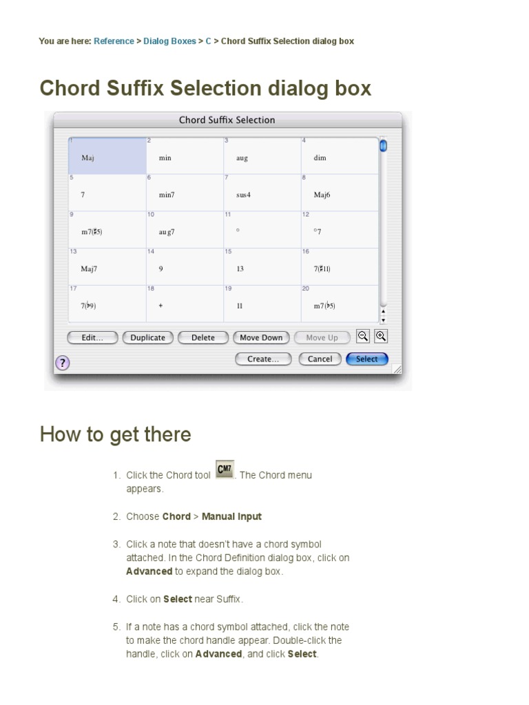 Chord Suffix Selection | PDF | Dialog Box | Icon (Computing)