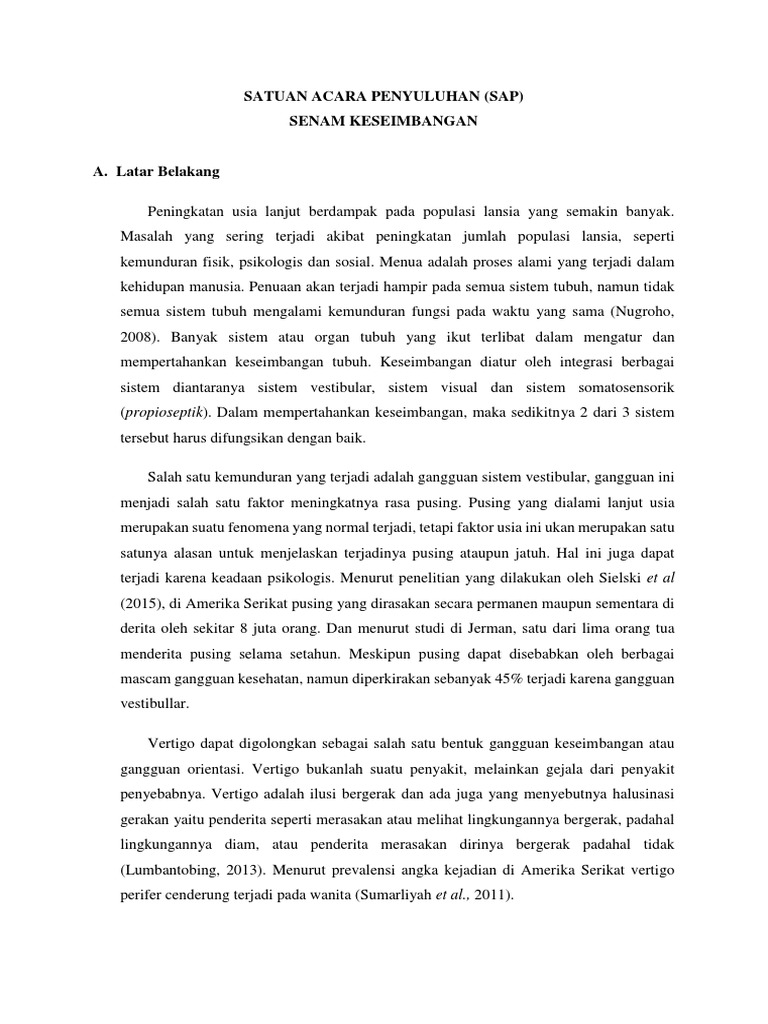 SAP VERTIGO Dan Senam Kseimbangan | PDF