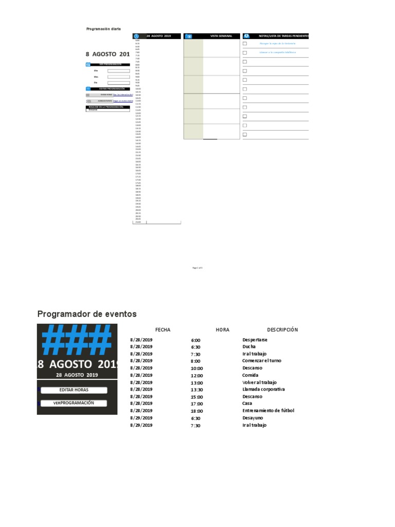 Programación Diaria Detallada | PDF | Ocio