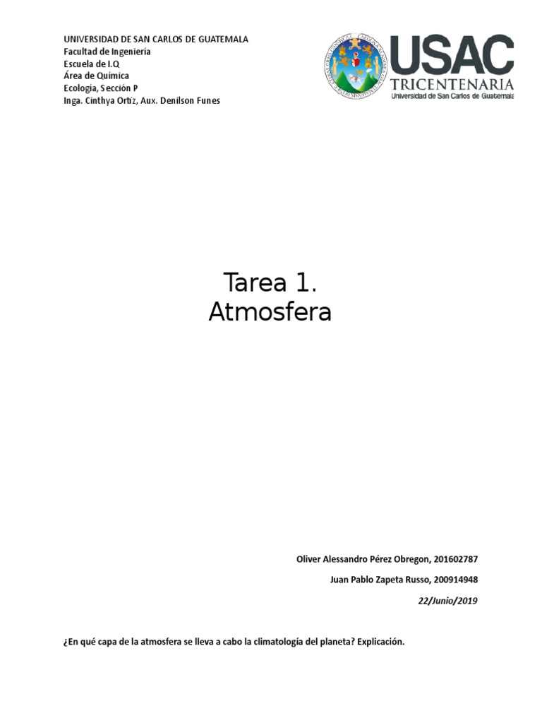 Tarea 1 Ecologia, Ingenieria Usac | PDF