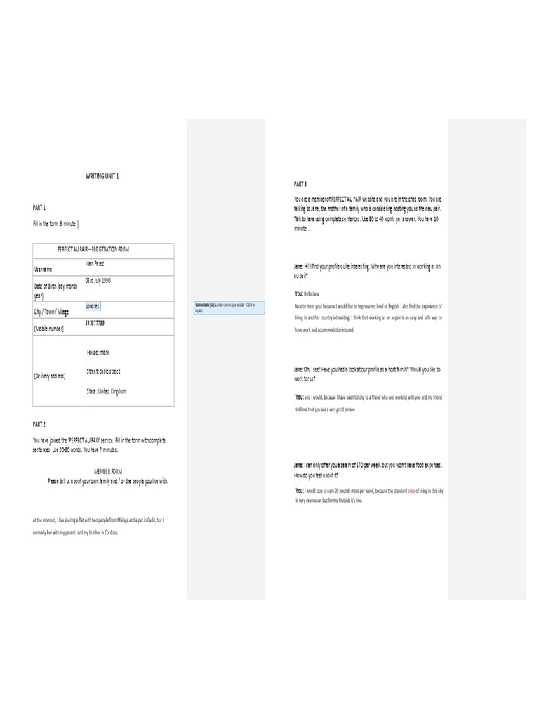 Aptis Ejemplos Writing | PDF | Fee | Foods