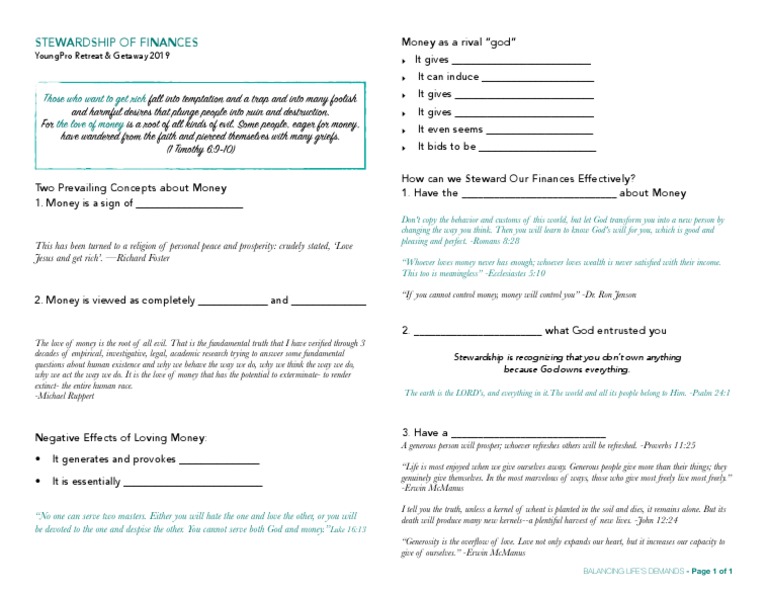 Stewardship of Finances Handout | PDF | Love | God