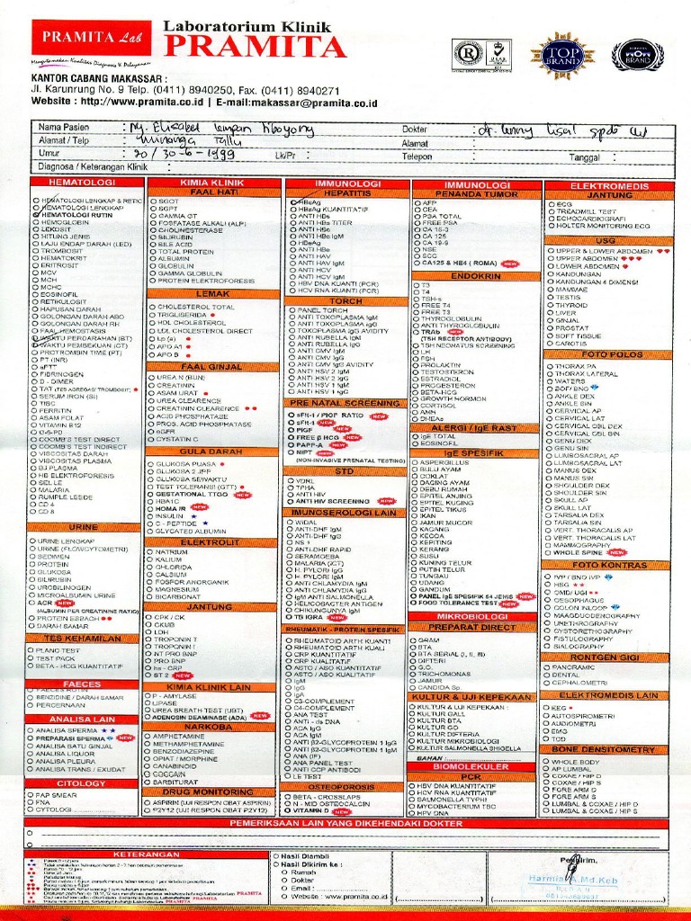 Surat Pengantar Laboratorium | PDF