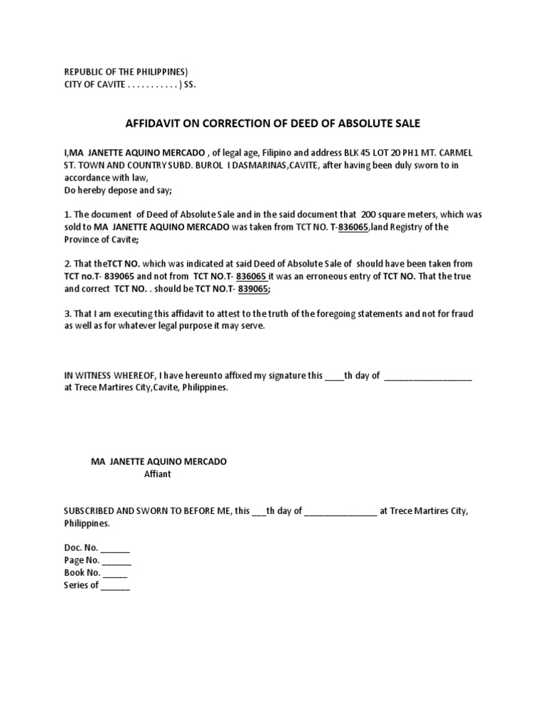 Affidavit of Correction | PDF