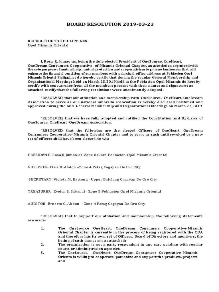 Board Resolution-ForMAT | PDF | Government | Justice