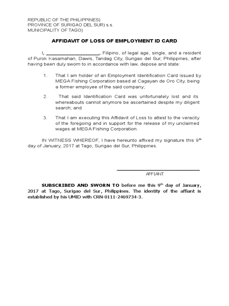 Aff Loss - Employment Id | PDF | Business