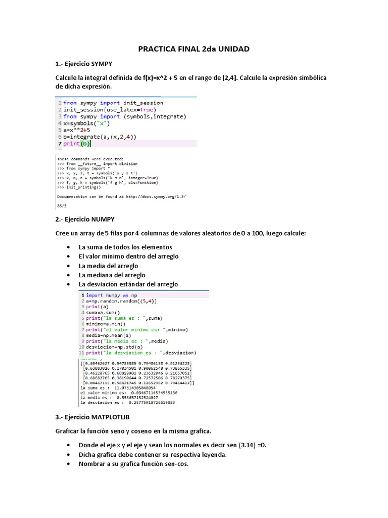 Ejercicios Python | PDF | Estructura de datos de matriz | Distribución ...