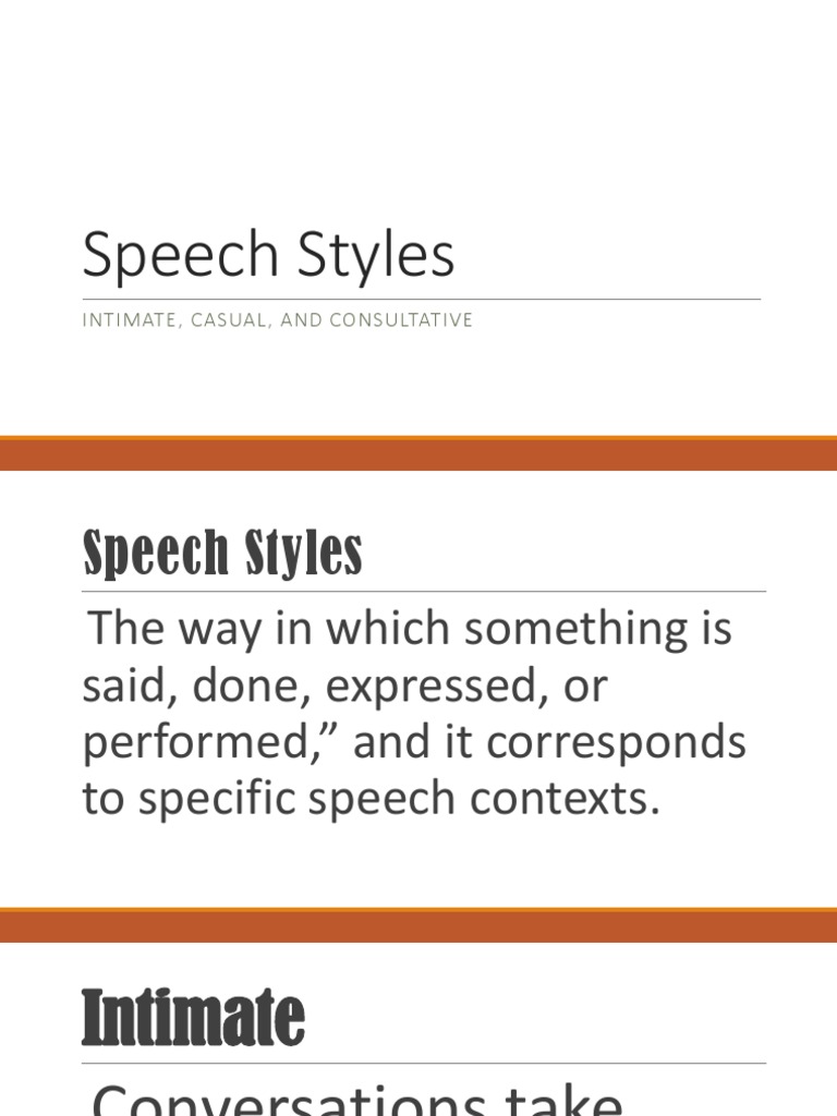 Speech Styles: Intimate, Casual, and Consultative | PDF