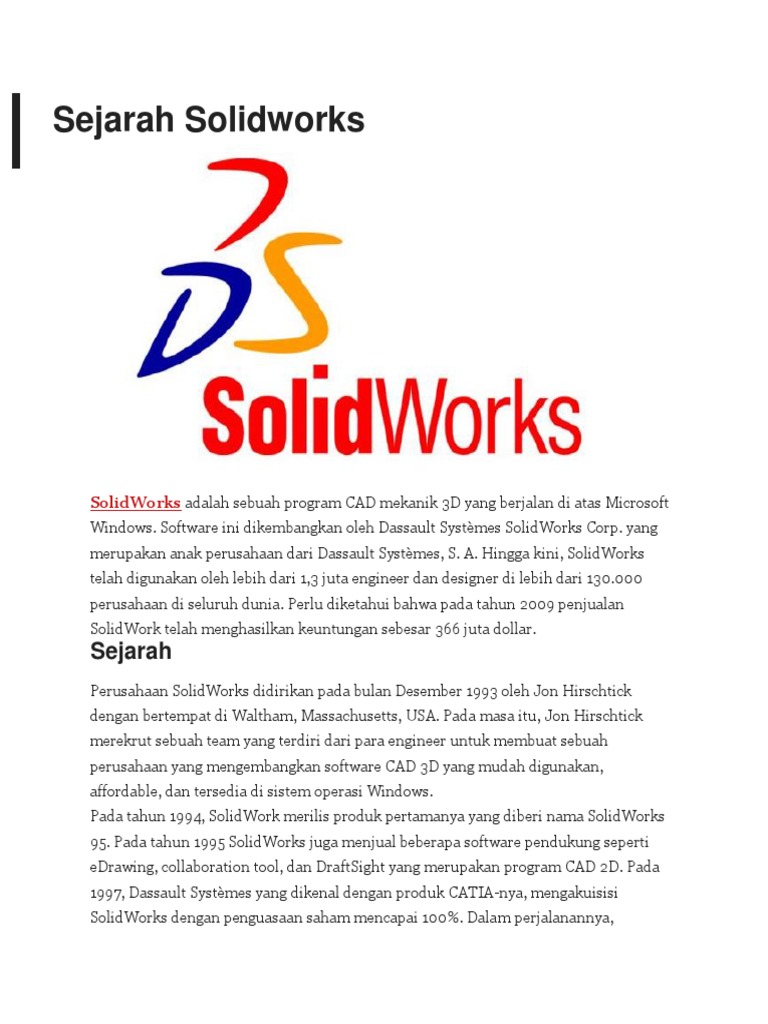Sejarah dan Perkembangan SolidWorks | PDF | Komputer