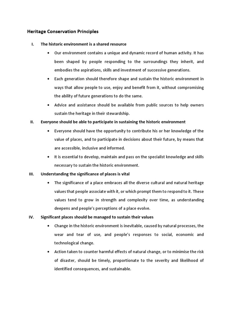 Heritage Conservation Principles | PDF | Natural Environment ...