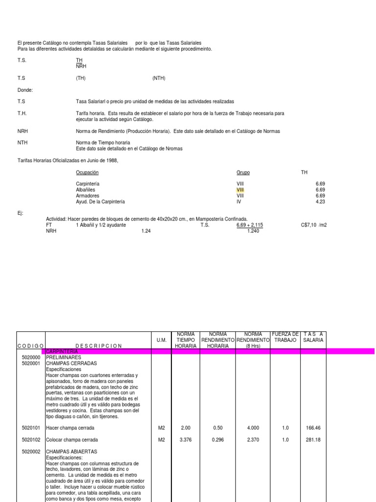 Norma de Rendimiento Horario (FISE) PDF | PDF | Ingeniería de ...