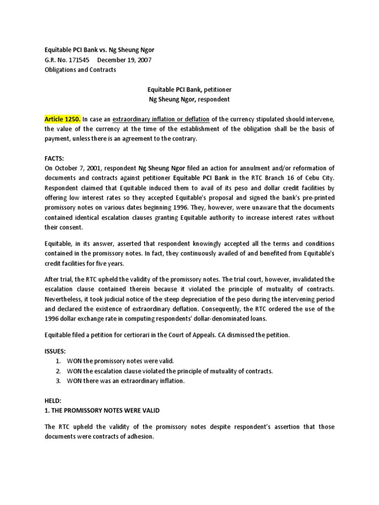 17 - Equitable PCI Bank vs. NG Sheung Ngor | PDF | Deflation | Inflation
