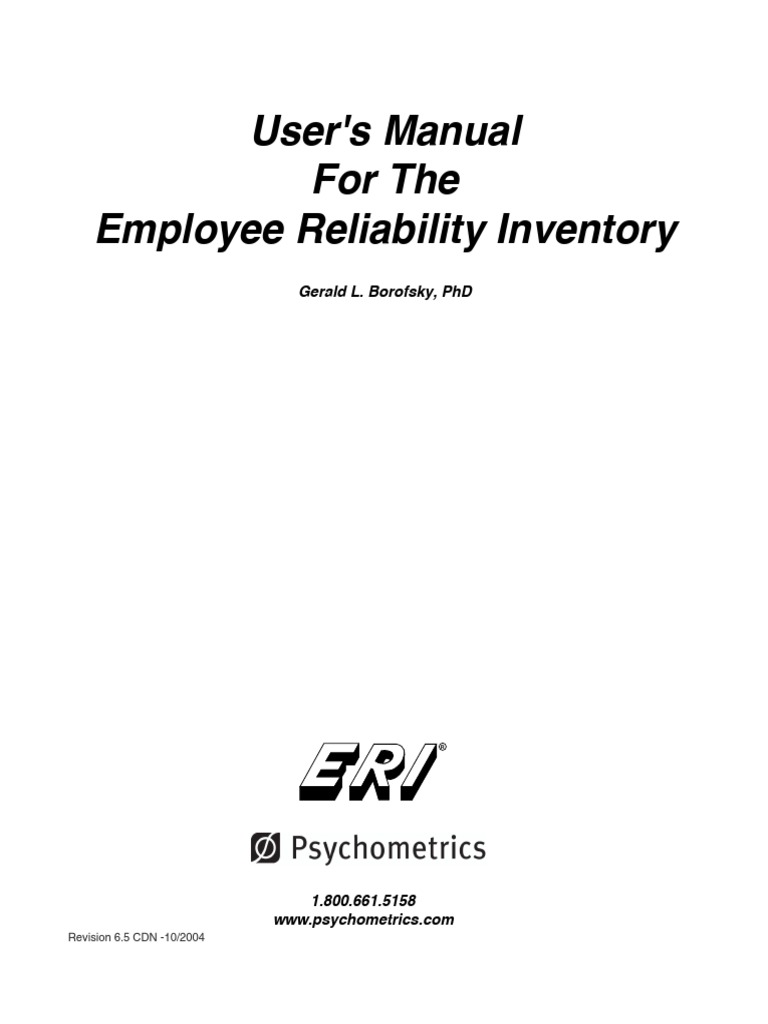 ERI Users Manual 2 | PDF | Employment | Behavioural Sciences